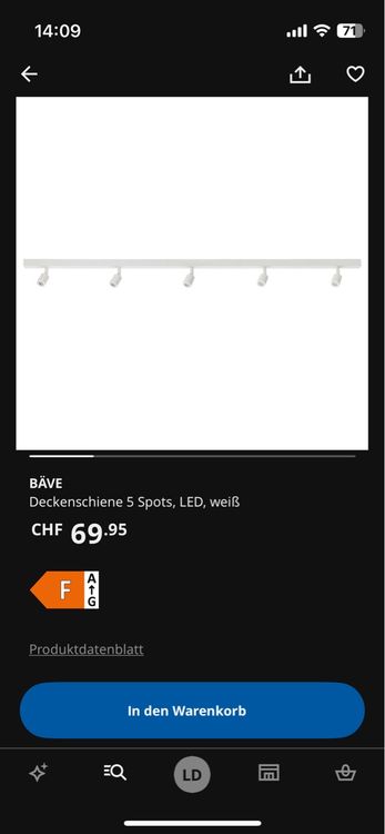Leuchte IKEA BÄVE 121cm, 5Spots (Gebraucht) in Zürich für CHF 35 – nur ...