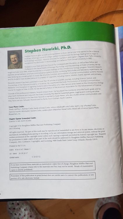 Biology - Holt Mc Dougal Stephen Nowicki (Gebraucht) in Spiegel b. Bern ...