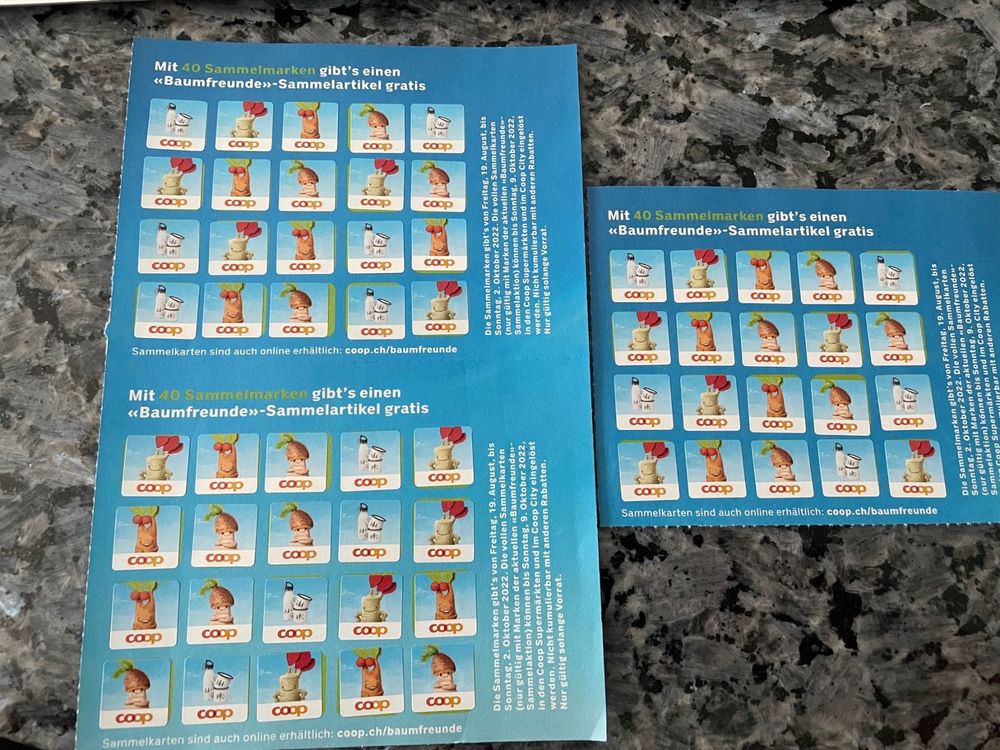 Coop Baumfreunde 3 volle Karten ( 120 Punkte ) (Neu (gemäss ...