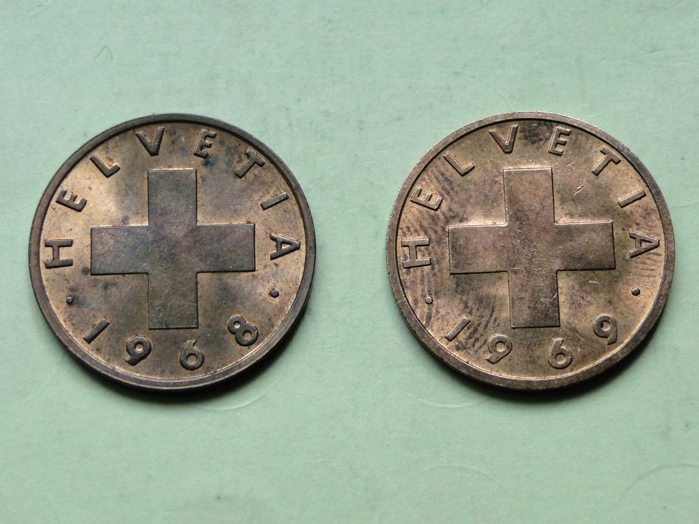 2x 2 Rappen 1968 + 1969 (Gebraucht) in Killwangen für CHF 0.8 – mit Lieferung auf Ricardo kaufen