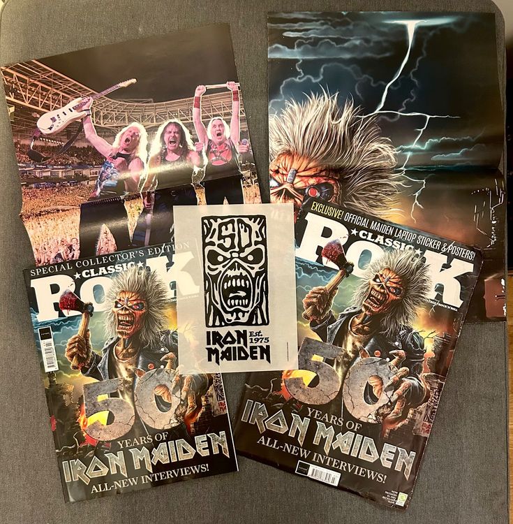 IRON MAIDEN Classic Rock Magazine LAPTOP STICKER & 2 POSTERS (Neu ...