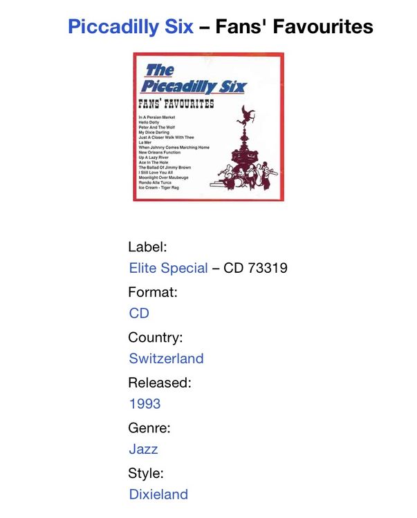 The Piccadilly Six – Fans' Favourites CD Jazz (Gebraucht) in Luzern für ...