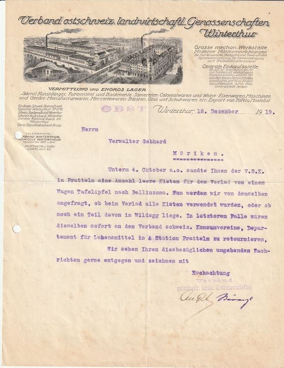 Briefkopf Winterthur 1919 | Kaufen auf Ricardo