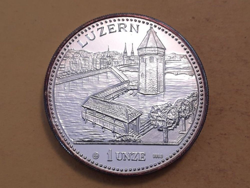 Helvetia 1 Unze Kappelbrücke Luzern 1994 Silber 999.0 (Gebraucht) in Buchs SG für CHF 35 – mit ...