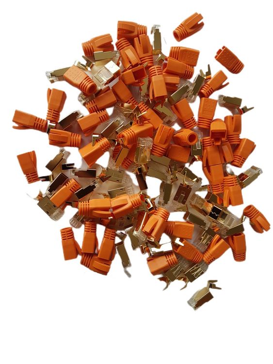 25x RJ45 Stecker vergoldet orange (Neu und originalverpackt) in Perlen ...
