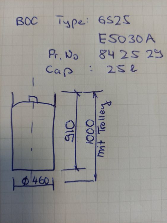 Cryo Tank Heliumbehälter BOC 25l Type GS25 (Gebraucht) in Montlingen ...