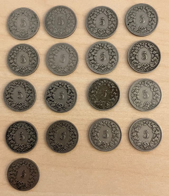 17 5 Rappen Münzen der Jahrgänge 1900 - 1917 | Kaufen auf Ricardo