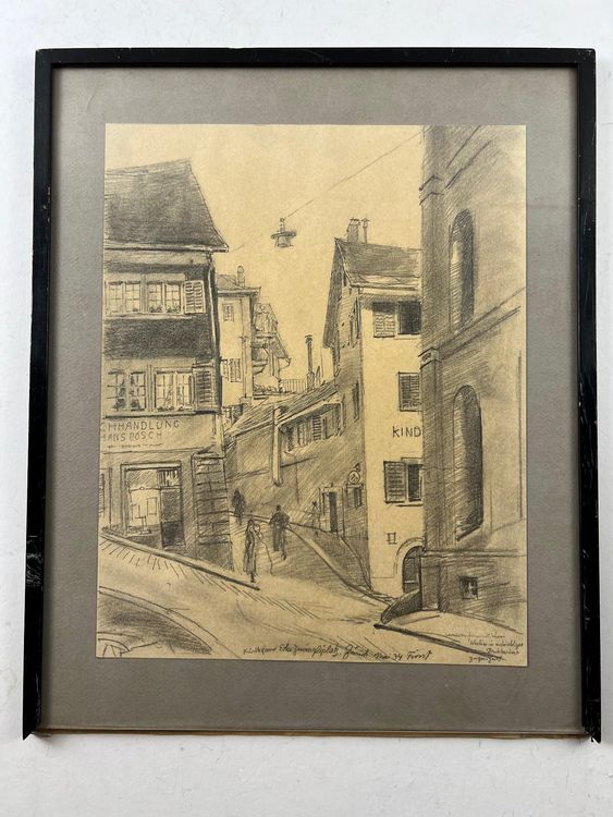 Strassenszene Zeichnung unleserlich signiert. (Gebraucht) in Neuhausen am Rheinfall für CHF 5 ...