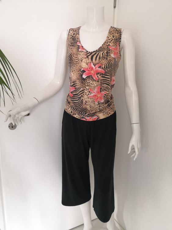 🤩2 STK: TRIUMPH PYJAMA SET TOP & HOSE ANIMAL & BLUMEN DRUCK (Gebraucht ...