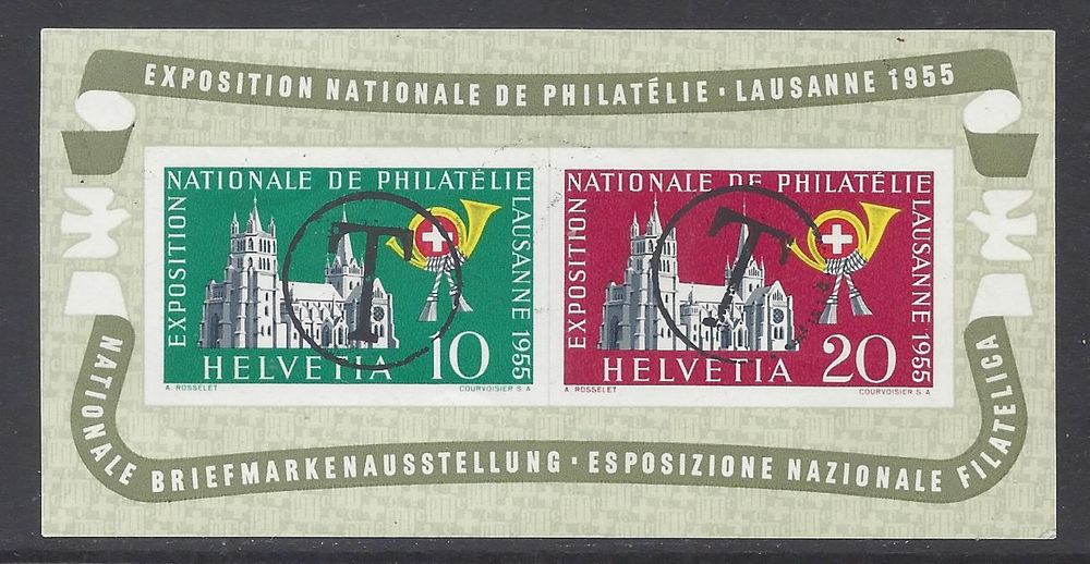 1955 : Block W35 mit Porto T Stempel (Gebraucht) in Gümligen für CHF 35 – mit Lieferung auf ...