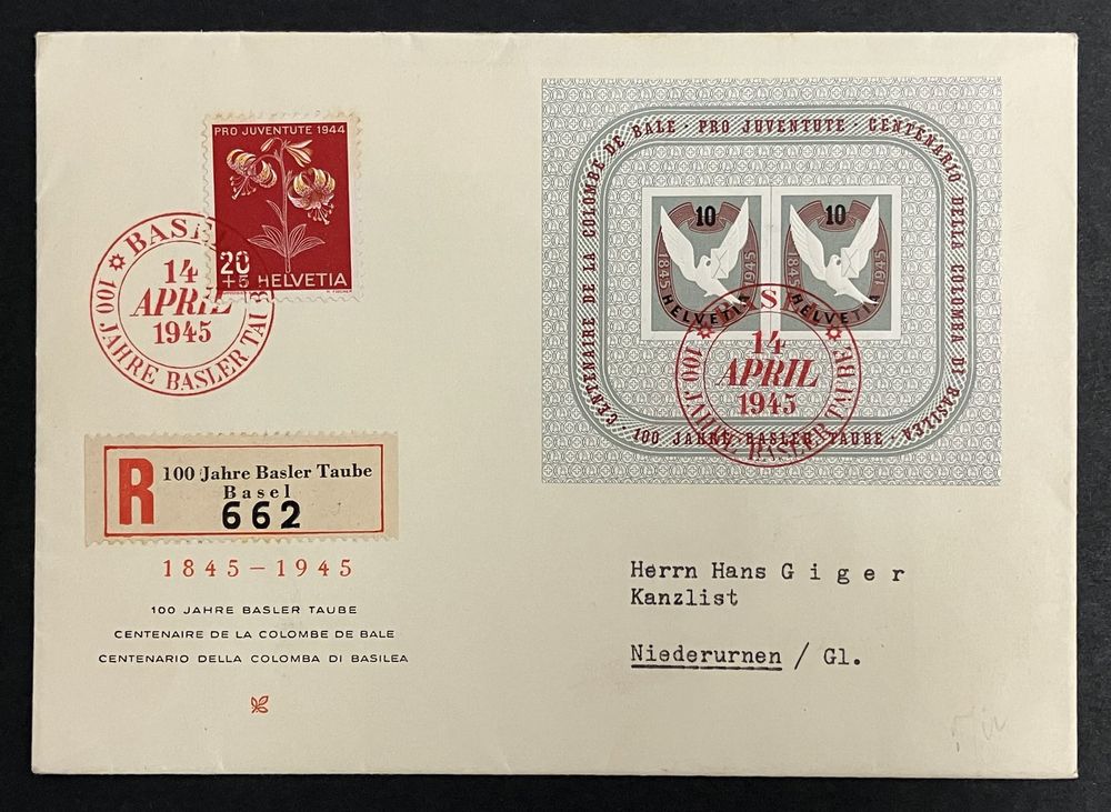 BRIEF MIT BLOCK BASLER TAUBE ET ⦿ | Kaufen auf Ricardo