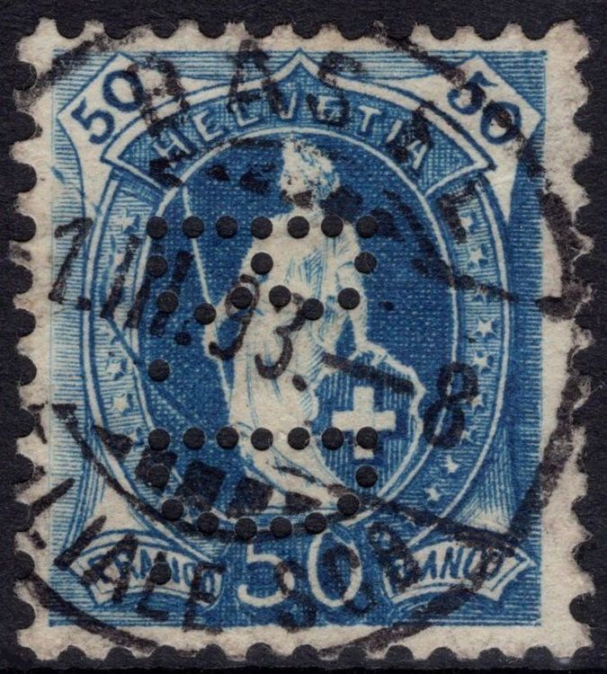 PERFIN in 50 Rp. blau mit seltener ABART (Gebraucht) in Eglisau für CHF 60 – mit Lieferung auf ...