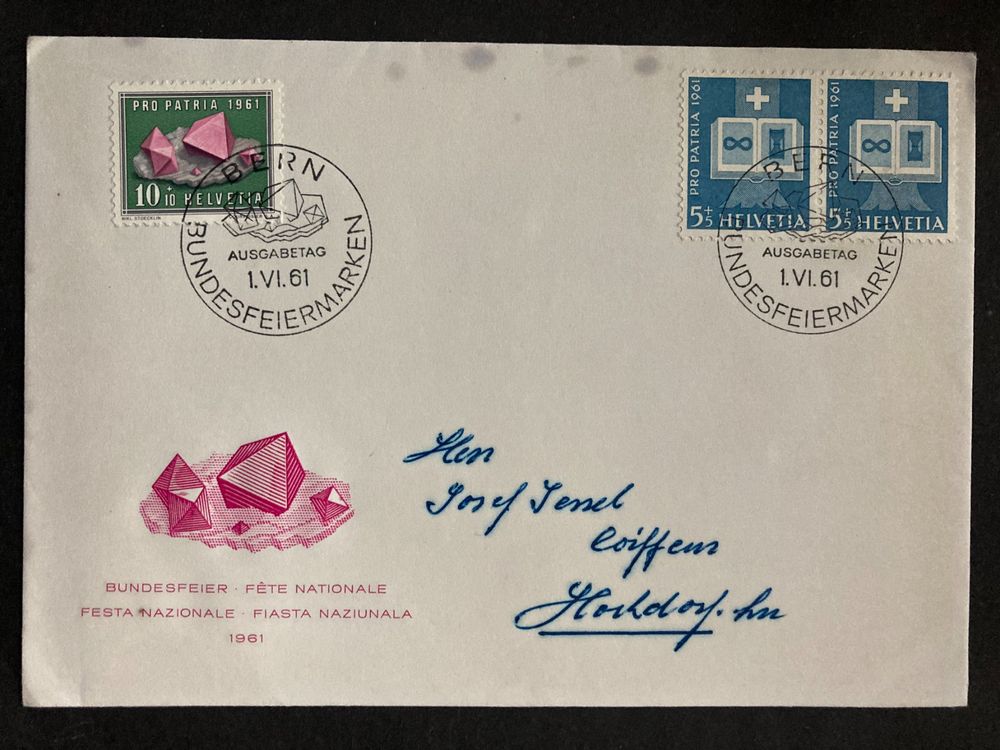 Schweiz 1961 illustrierter FDC Einzelmarken Pro Patria 5+10 (Gebraucht) in Liestal für CHF 1 ...