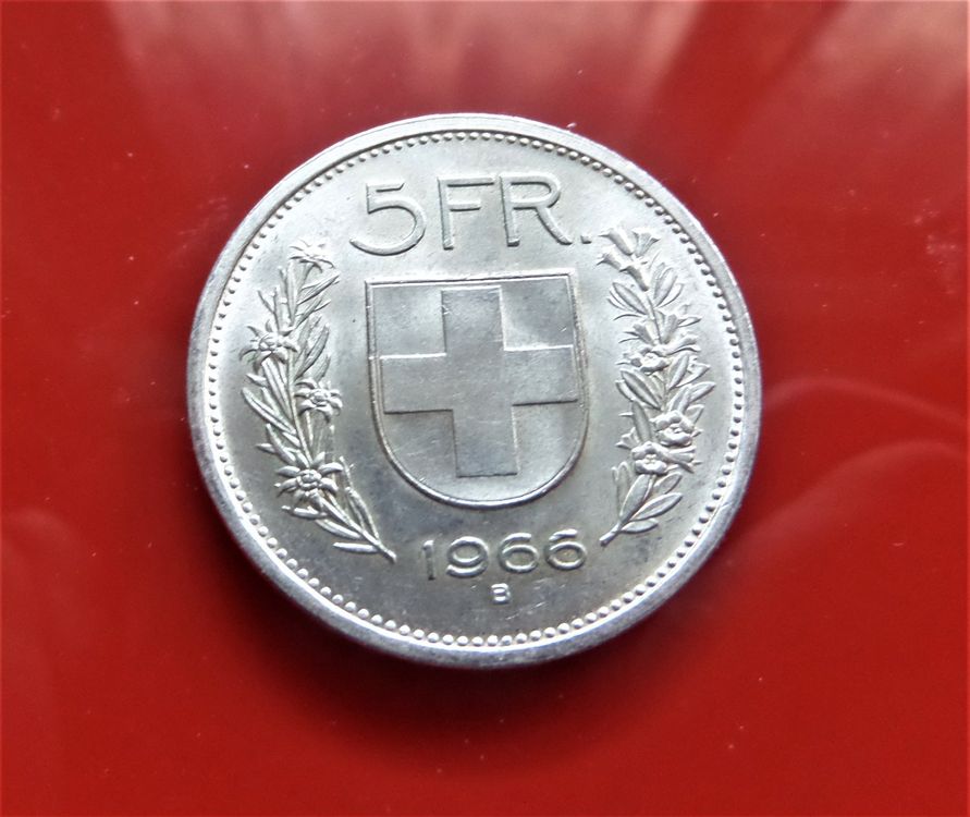 Schweizer 5 Fr SILBER Münze 1966 vorz. bis fast unz.- (Gebraucht) in Glis für CHF 8 – mit ...