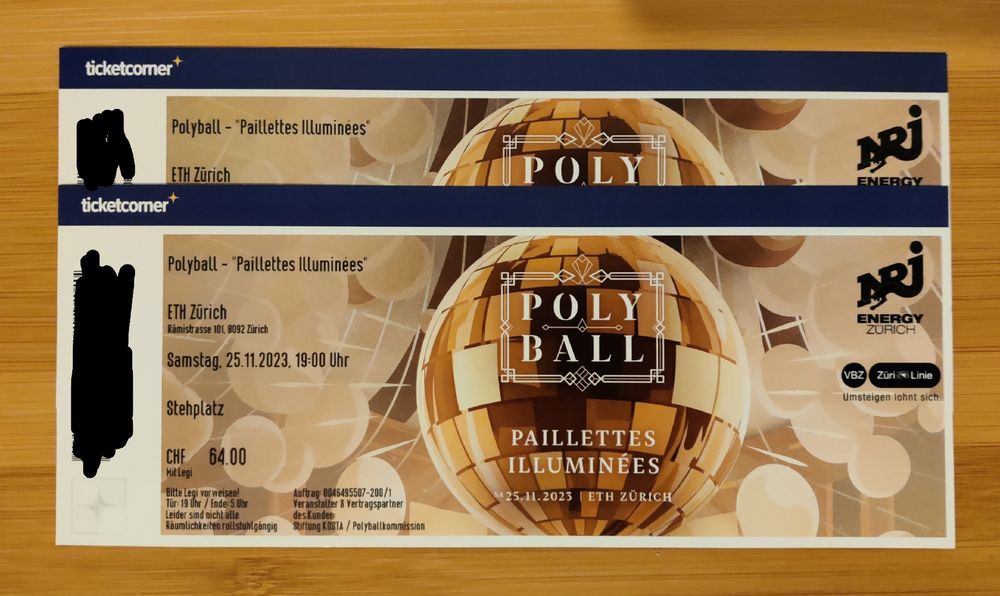 Polyball Tickets 2x (Legi) 2023 (Neu und originalverpackt) in Dübendorf für CHF 220 – mit ...