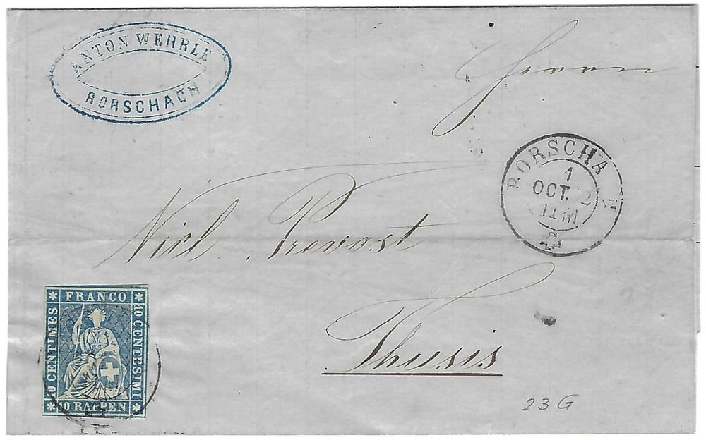 23G Strubel 10 Rappen auf Brief von ROHRSCHACH 1.OCT.62 (Gebraucht) in ...