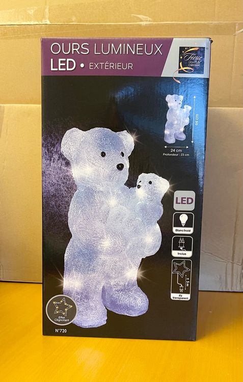 Weihnachtsbeleuchtung Bären Mama mit Baby Bär 56 weisse LEDs (Neu und ...