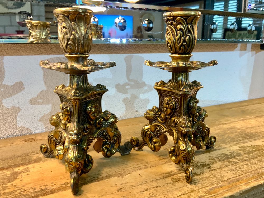 2 VINTAGE KERZENHALTER MESSING HÜBSCH H-12,5 CM | Kaufen auf Ricardo