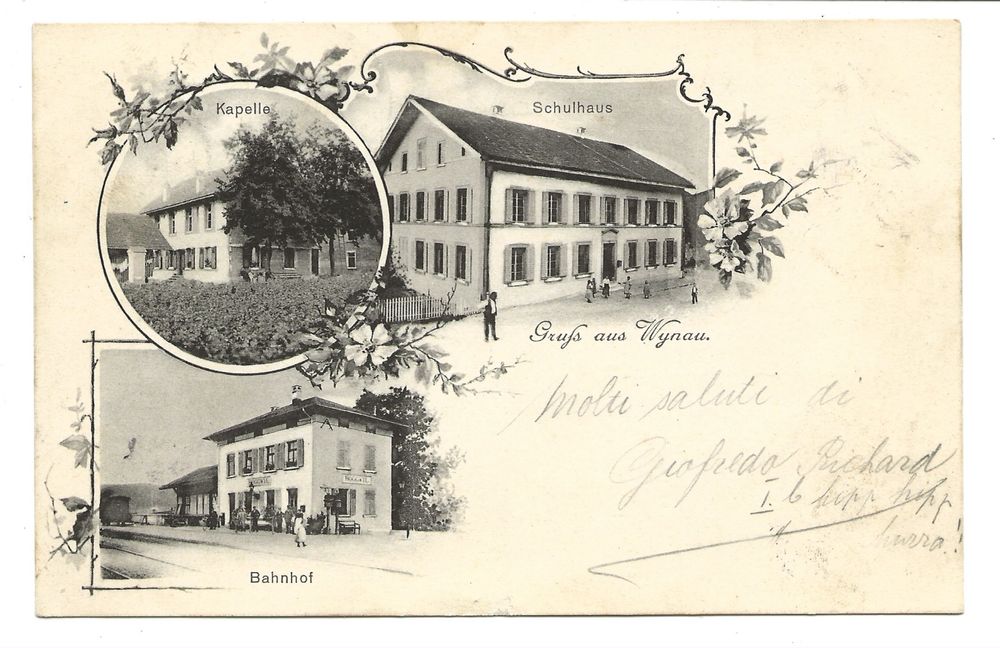 Gruss aus Wynau (BE) Oberaargau - Bahnhof - Schulhaus - 1906 (Gebraucht) in Engelburg für CHF 14 ...