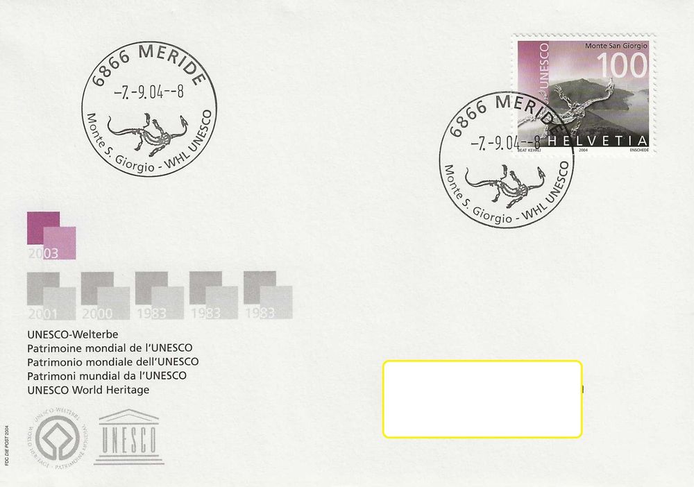 FDC - site UNESCO - Monte S. Giorgio - 07.09.04 (Neu (gemäss ...