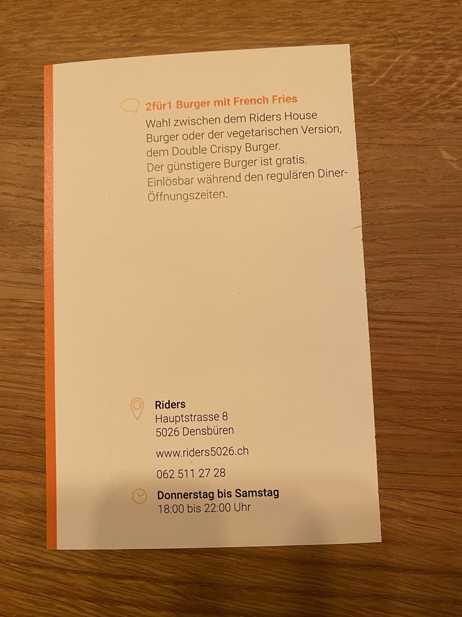 2:1 Gutschein für Burger mit French Fries in Densbüren (Neu (gemäss Beschreibung)) in Liestal ...