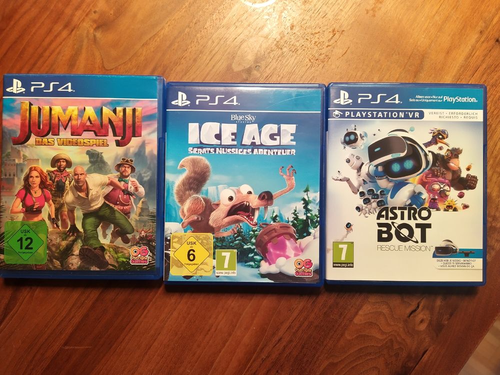 Playstation PS4 Spiele Ice Age, Astro Bot und Jumanji | Acheter sur Ricardo
