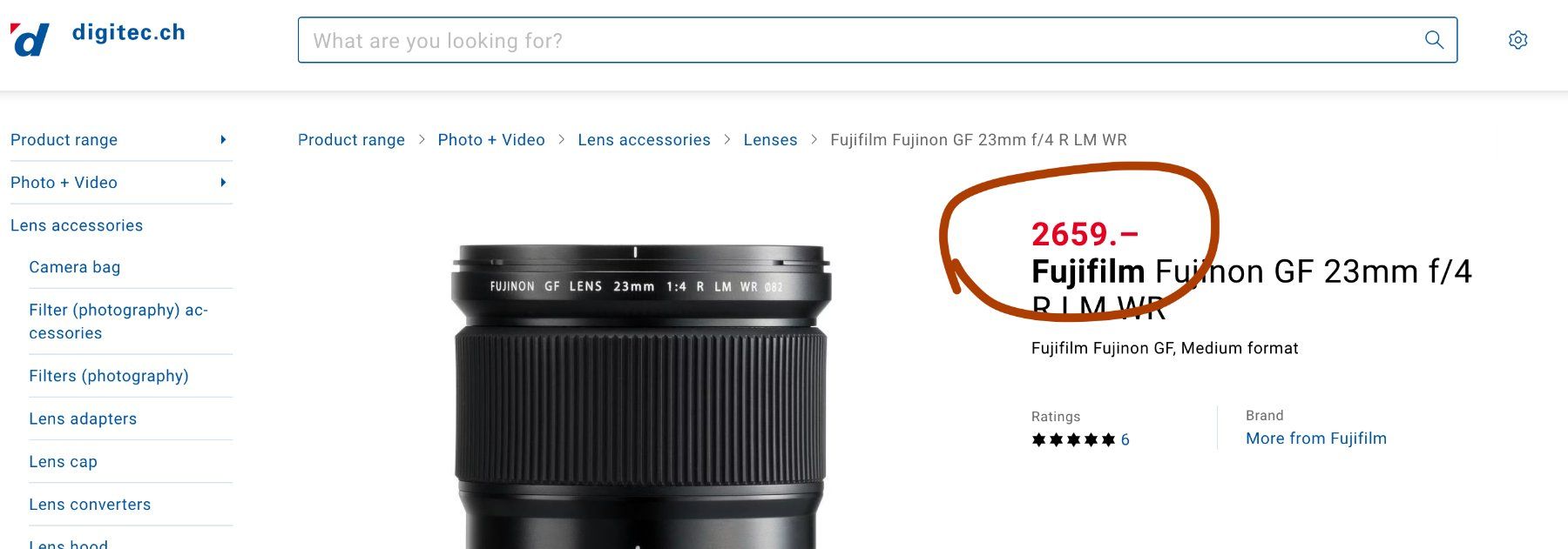 FUJIFILM Fujinon GF 23mm F/4 R LM WR FUJI GFX Objektiv 23 f4 (Gebraucht ...