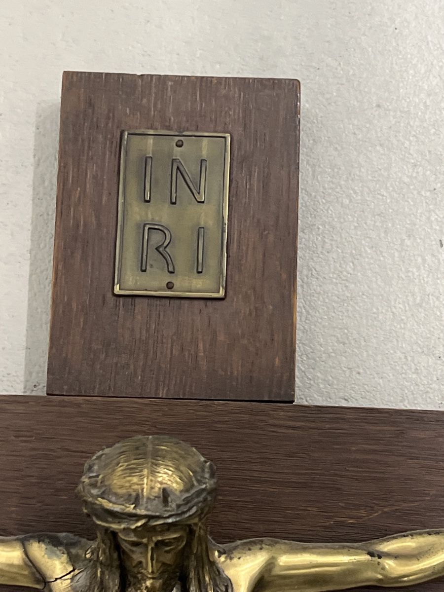 Holzkreuz mit Jesusfigur aus Metall, ca. 1950-1960 (Gebraucht) in ...