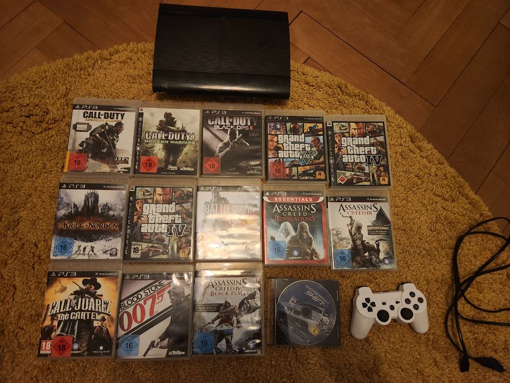 Sony PlayStation 3 Super slim 500gb PS3 mit 14 Spielen (Gebraucht) in ...