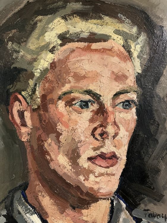 Portrait, huile sur carton signé Favarger Lison,Suisse. (D'occasion) à ...