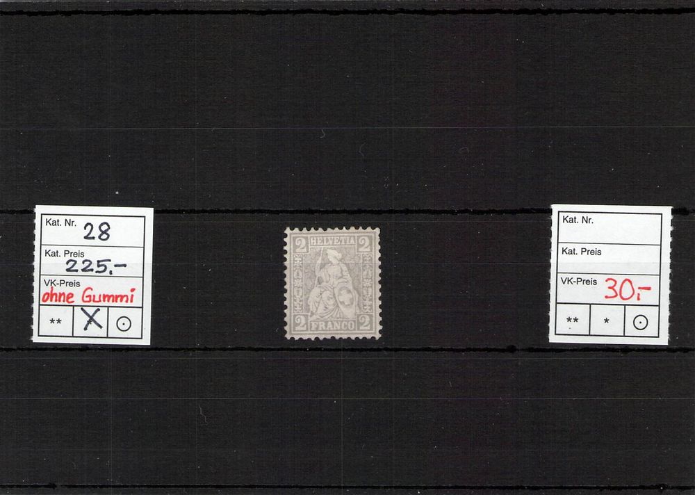 Sitzende Hevetia Nr.28 ohne Gummi , Kat. 225.- (Gebraucht) in Reichenburg für CHF 25 – mit ...