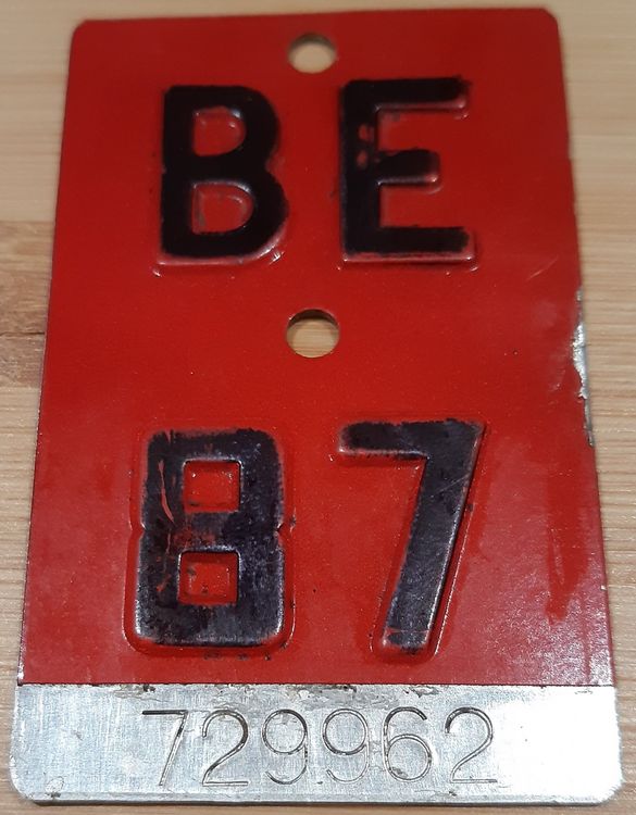 Alte Velonummer BE87 (Gebraucht) in Wabern für CHF 1 – mit Lieferung ...
