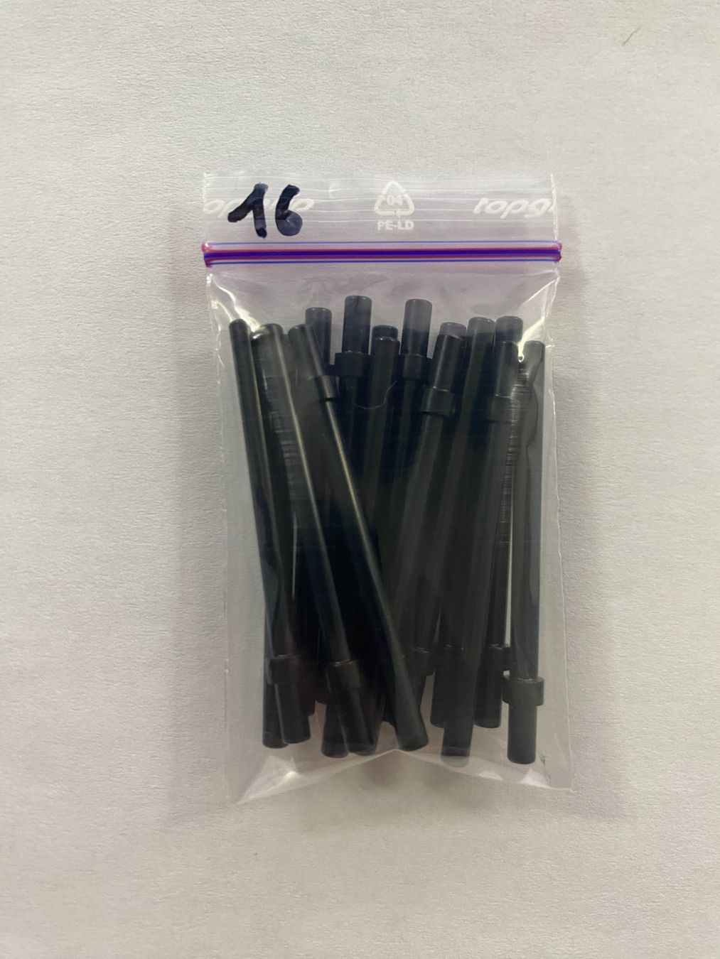 Lego Black Bar 6L with Stop Ring 16 Stück (Neu (gemäss Beschreibung ...