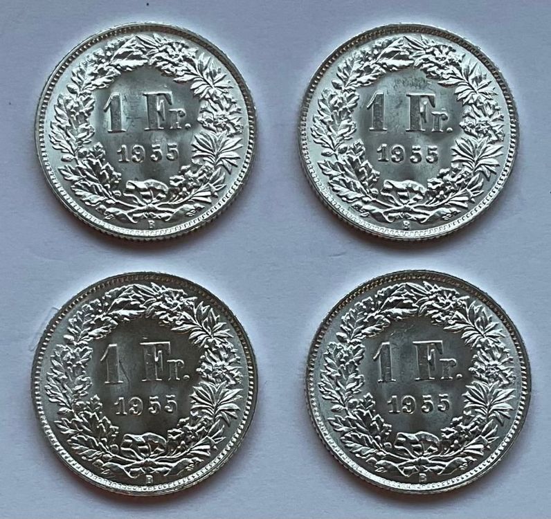 4 sehr schöne Schweizer Silber 1 Franken-Münzen von 1955 (Neu (gemäss Beschreibung)) in Zuerich ...