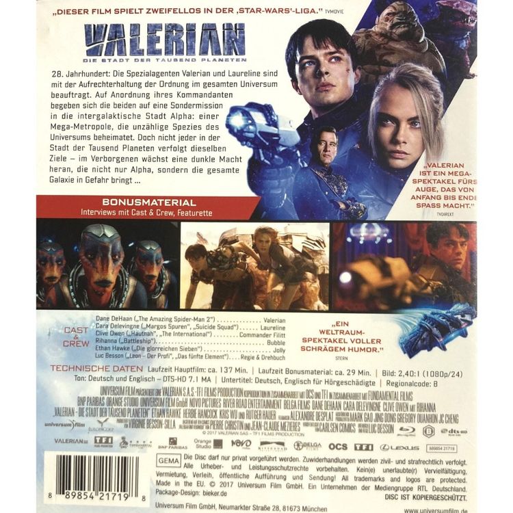 Valerian - Blu-ray (Gebraucht) in Jonschwil für CHF 3.9 – mit Lieferung auf Ricardo kaufen