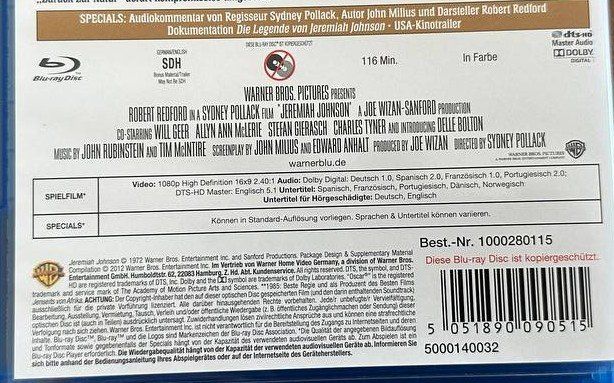 Jeremiah Johnson Blu-ray – Robert Redford Western Klassiker (Gebraucht ...