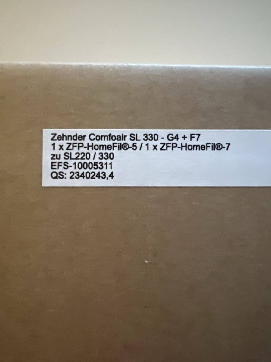 Zehnder ComfoAir SL Filter G4+F7, 2 Stk. Neu & OVP! (Neu und originalverpackt) in Lufingen für ...