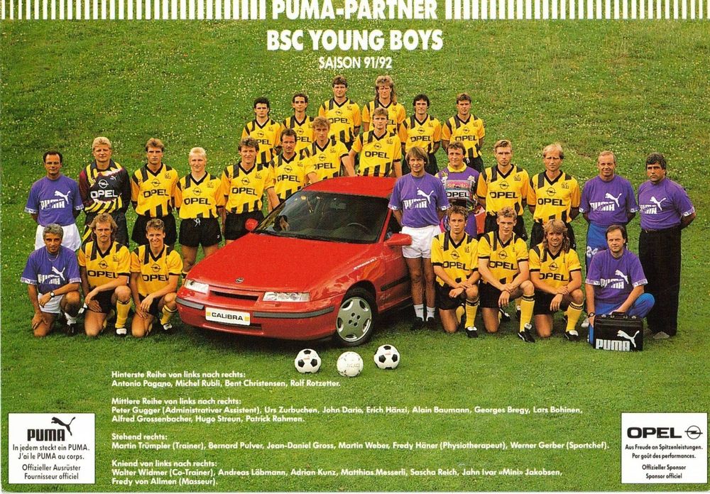 BSC YOUNG BOYS YB BERN MANNSCHAFTSKARTE 1991-1992 | Kaufen auf Ricardo