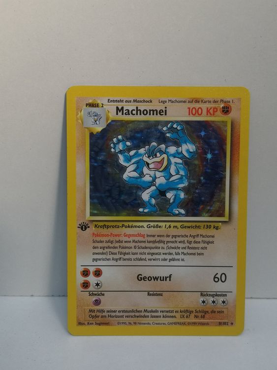 Pokemon Karte Machomei 1. Edition 8/102 Basis Set (Gebraucht) in Steffisburg für CHF 20 – mit ...