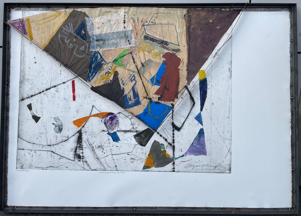 Abstrakte grosse Mischtechnik unleserlich Signiert | Kaufen auf Ricardo