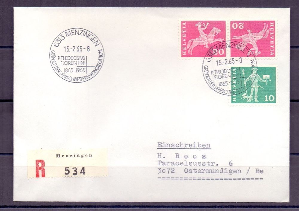 FDC Schweiz Kehrdruck 1965 Einschreiben | Acheter sur Ricardo