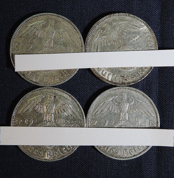 Deutsches Reich 4 x 2 Reichsmark Silbermünzen 1937 (Gebraucht) in ...