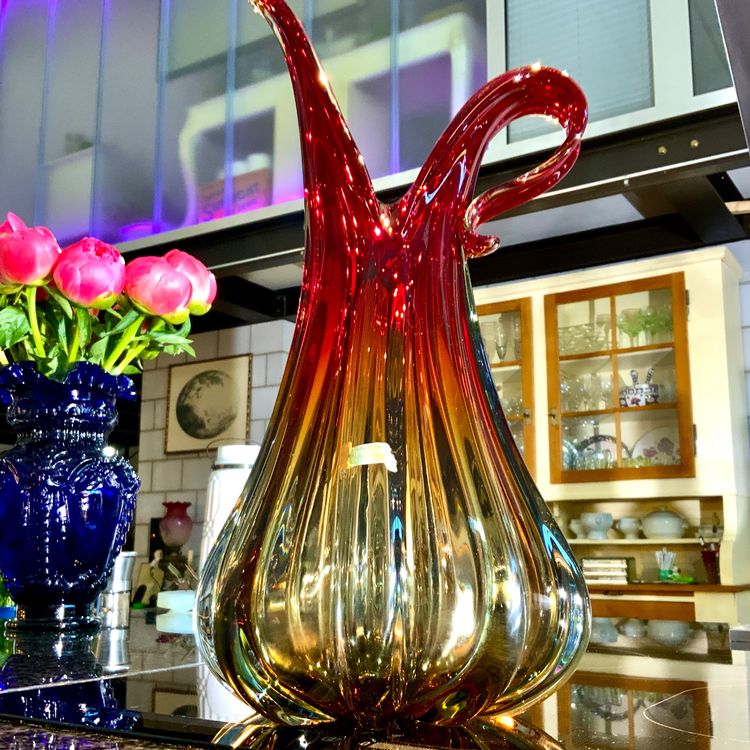 MURANO VINTAGE XL VASE AUS 70-ER, MASSIV, H-38,5 CM, 2425 GR | Kaufen auf Ricardo