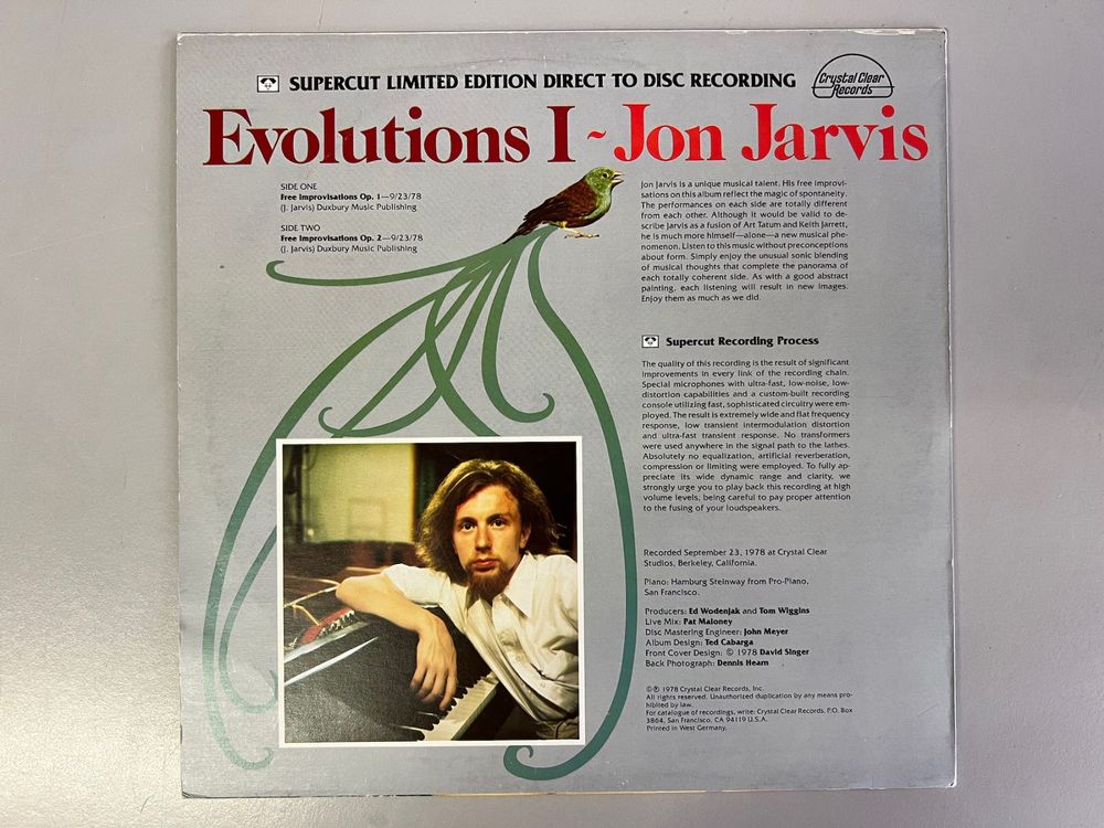 Jon Jarvis Evolutions SUPERCUT LIMITED Crystal Clear Records (Gebraucht ...