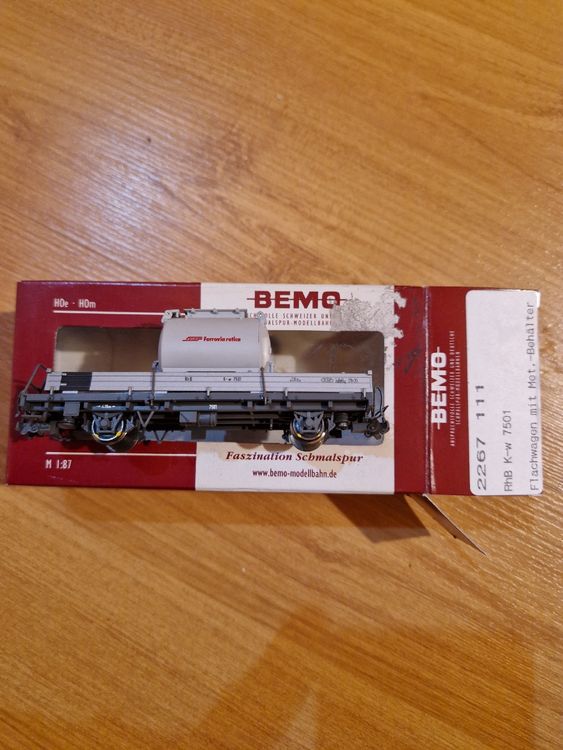Bemo 2267 111 RhB K-w 7501 Flachwagen m. Metallbehälter | Kaufen auf ...