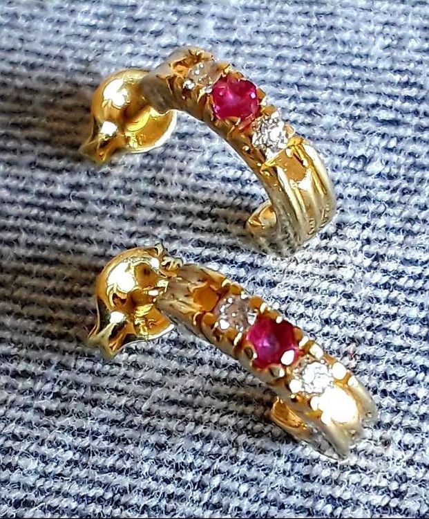 Rubin - Brillant Creolen 750 / 18 Karat Gold ab Fr.1.- | Kaufen auf Ricardo