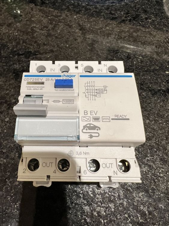 Hager CD725EV – FI/LS Schutzschalter Typ B EV, 25A – für E-L (Neu ...