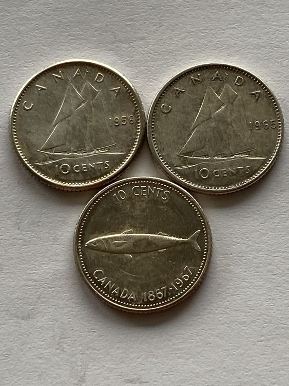 Canada, 3X 10 cents argent (D'occasion) à Corsier-sur-Vevey pour CHF 15 ...