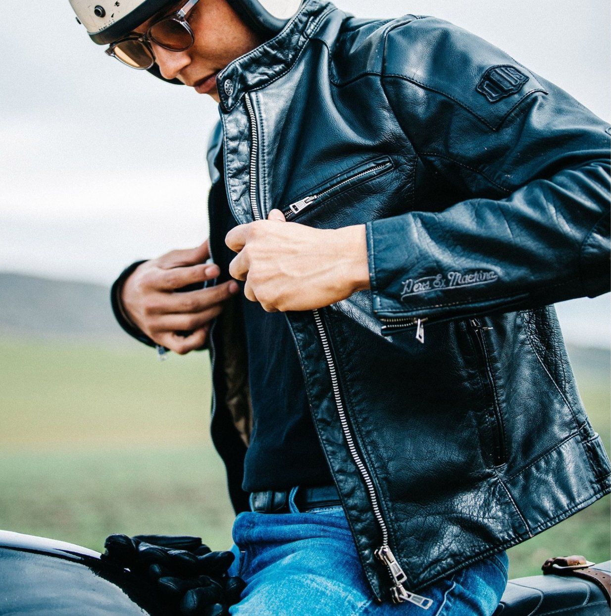 Breitling Deus Ex Machina Damager Leather Jacket Gr. M black (Neu und ...