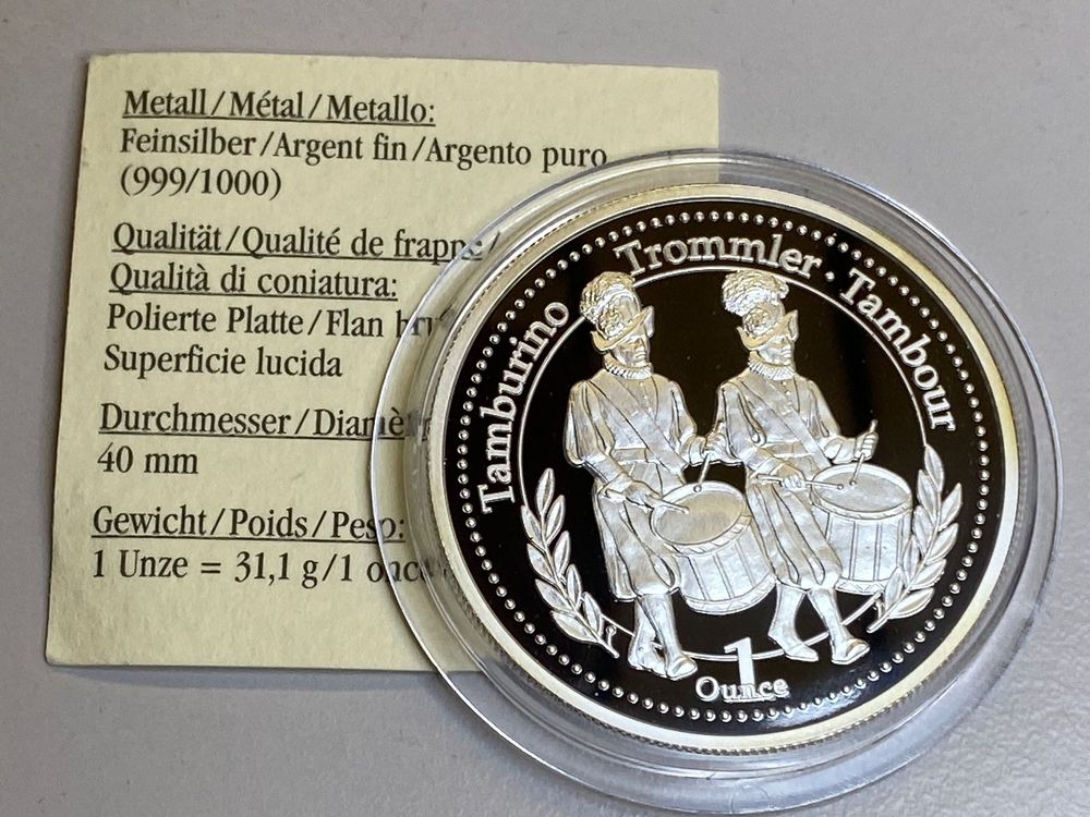 1 Unze Silber Schweizer Garde Trommler (Neu und originalverpackt) in Herisau für CHF 68 – mit ...